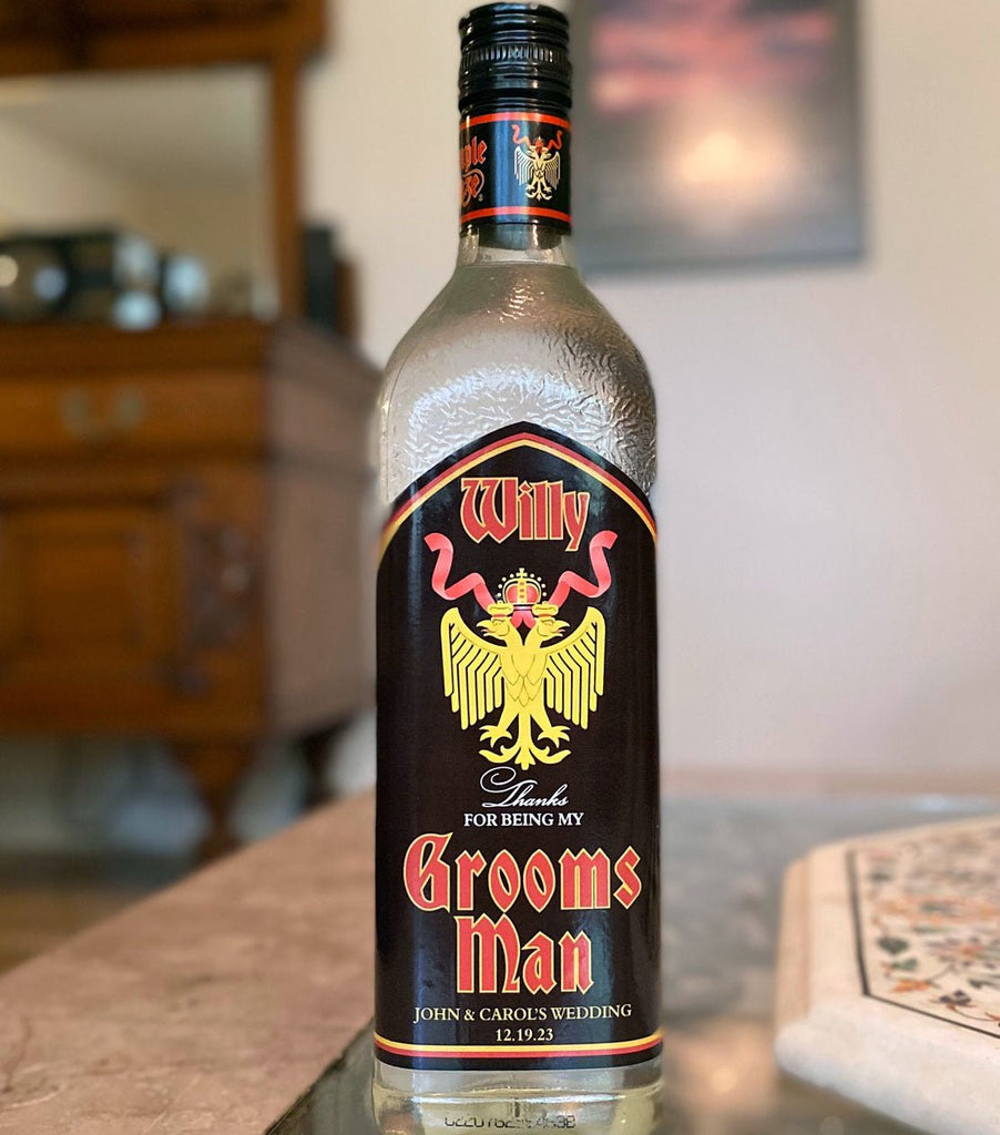 Groomsman gift label for Rumple Minze Schnapps | Labelyourlife