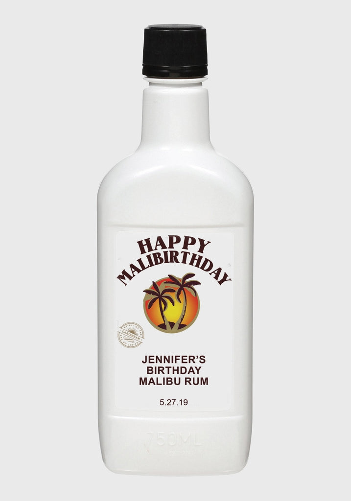 Personalized Malibu Rum Birthday Labels | Labelyourlife