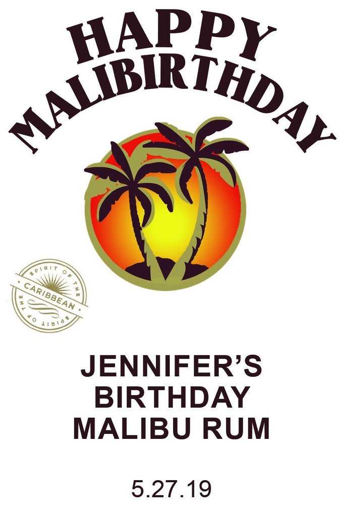 Personalized Malibu Rum Birthday Labels | Labelyourlife