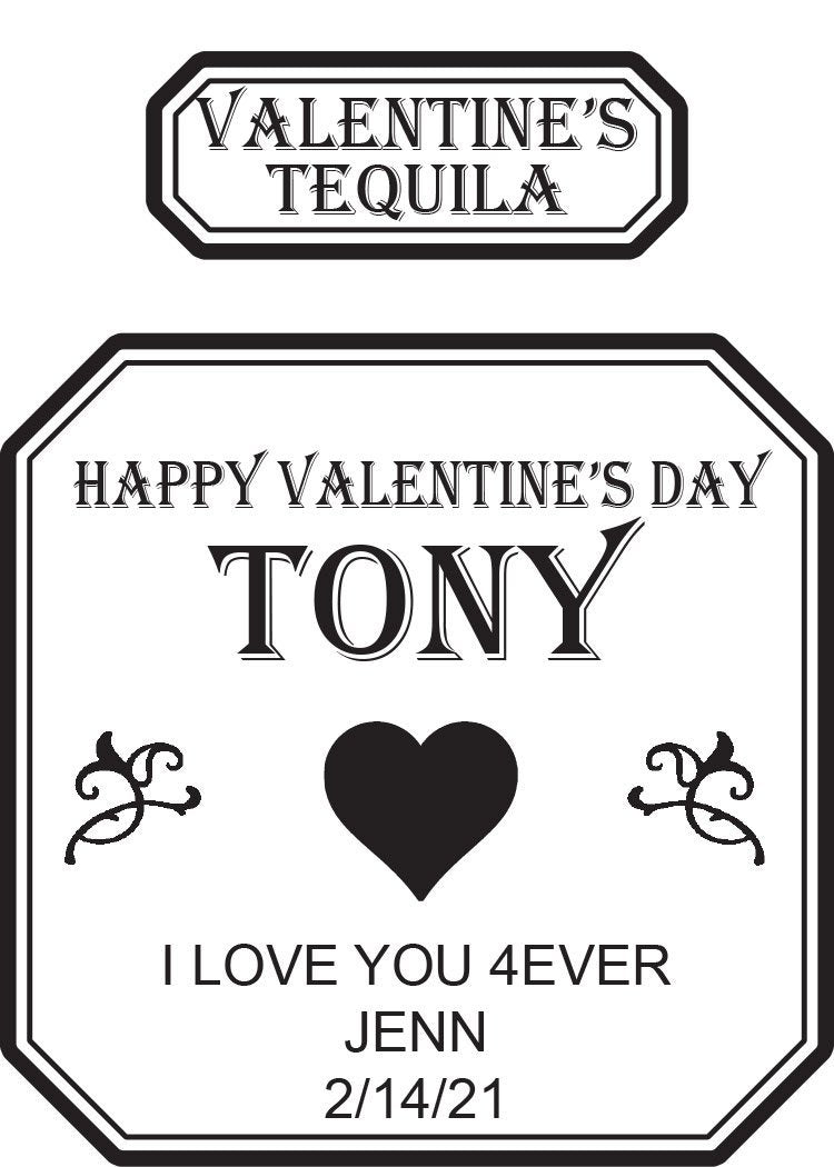 Valentine's personalized Patron bottle label | Labelyourlife